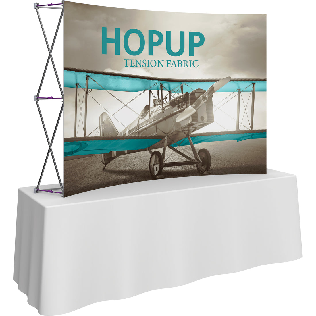 Hopup™ Curved 3×2 Pop-Up Tabletop Display · 7½′ × 5′ – Epic Displays